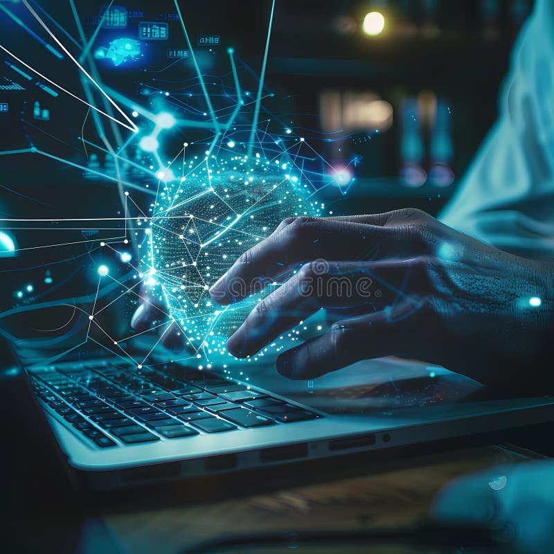 Interactive Data Network Engagement AI Generative Stock Image - Image ...