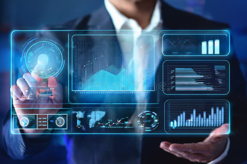Interactive Data Overview stock illustration. Illustration of graphs ...
