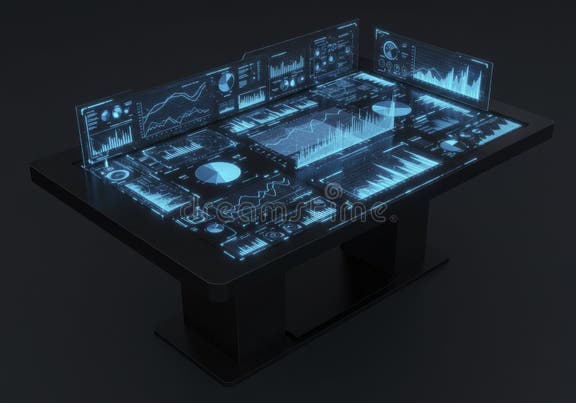 Interactive Data Table Displaying Glowing Charts and Graphs Stock ...