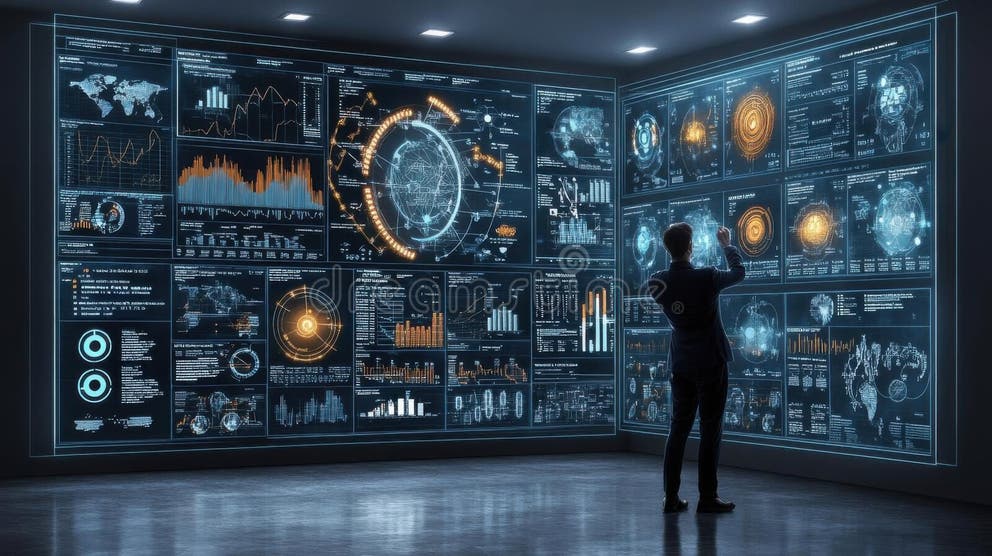 Interactive Data Visualization Wall Stock Photo - Image of patterns ...