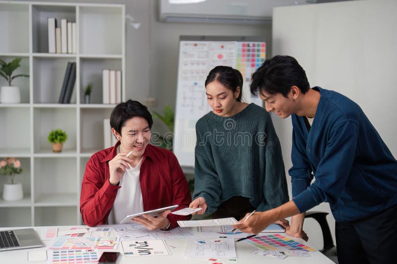 Interactive Design Brainstorming Session. a Team Engages in Lively ...