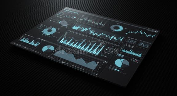Interactive Digital Dashboard Displaying Various Types of Data Visualizations, Including Stock ...