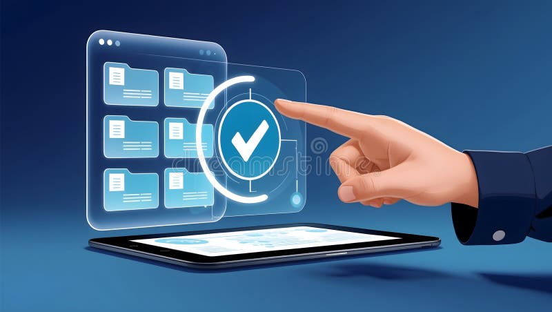 Futuristic File Selection and Document Management Interface Stock ...