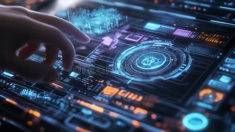 Interactive Digital Interface with Futuristic Graphics and Touch ...