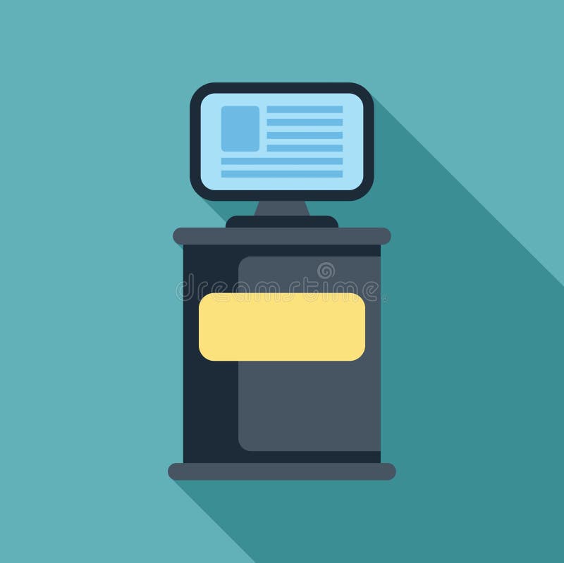 Interactive Digital Kiosk Displaying Information on a Monitor Stock ...