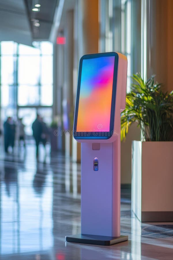 Interactive Digital Kiosk Displaying Vibrant Content in Modern Business ...