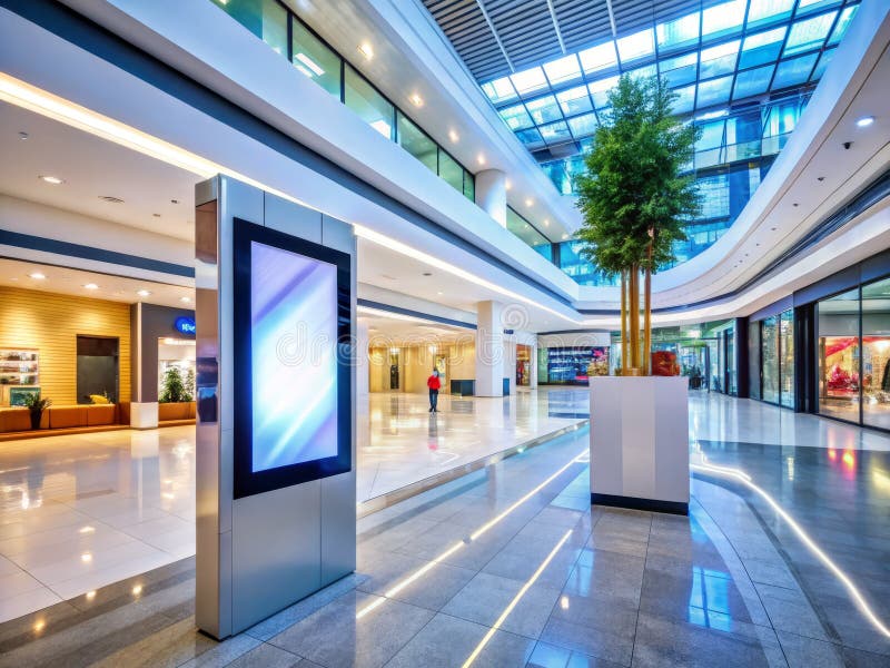 Interactive Digital Kiosk Mockup Immersive Shopping Mall Display Stock ...