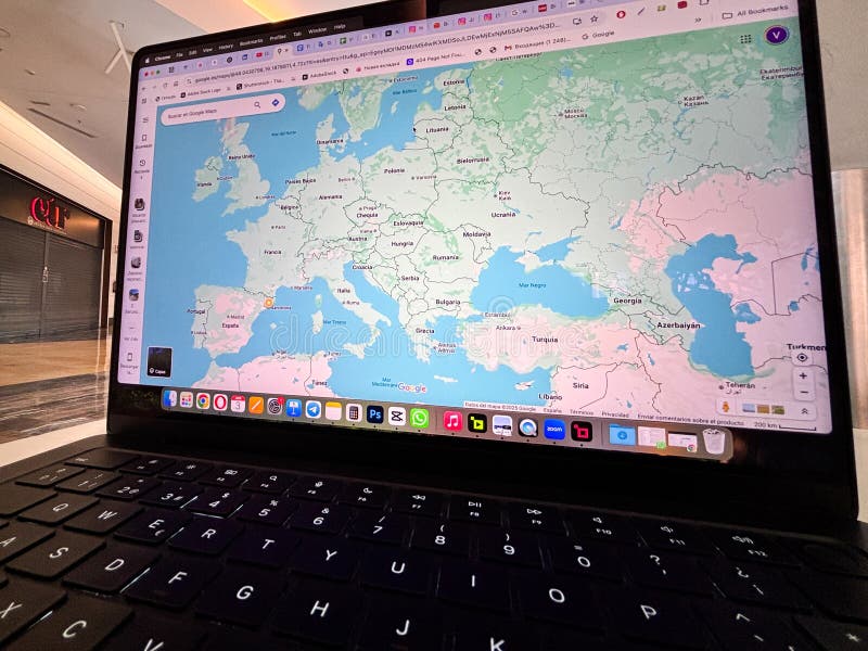 Interactive Digital Map of Europe Displayed on a Laptop Screen ...