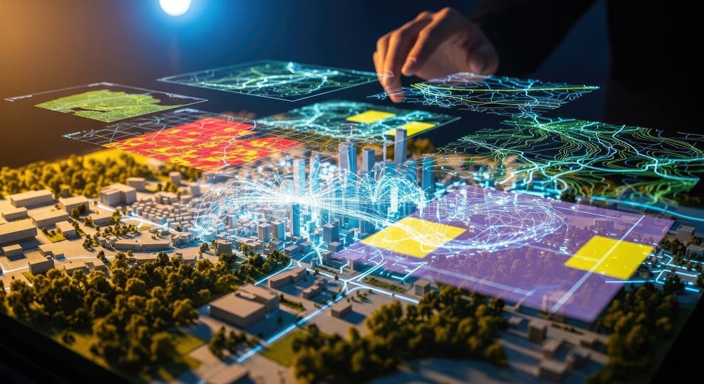 Digital Technology Infrastructure Network Data Geospatial Stock Photos ...