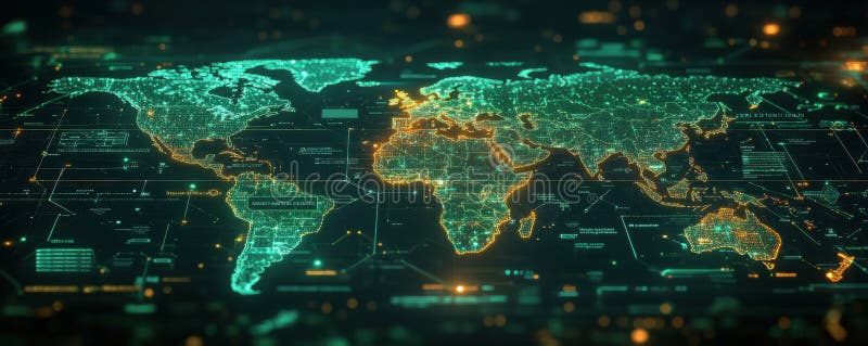 Interactive Digital Map Showcasing Global Connections and Technology ...