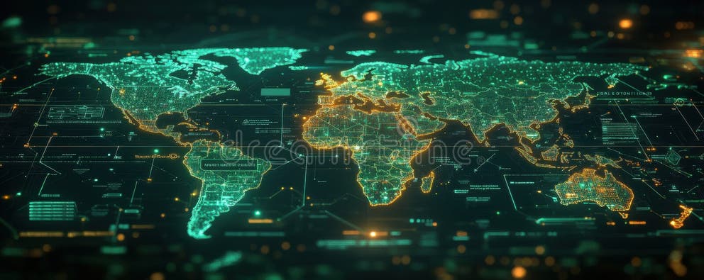 Interactive Digital Map Showcasing Global Connections and Technology ...