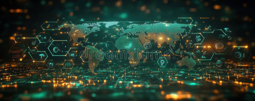 Interactive Digital Map Showcasing Global Connections and Technology ...