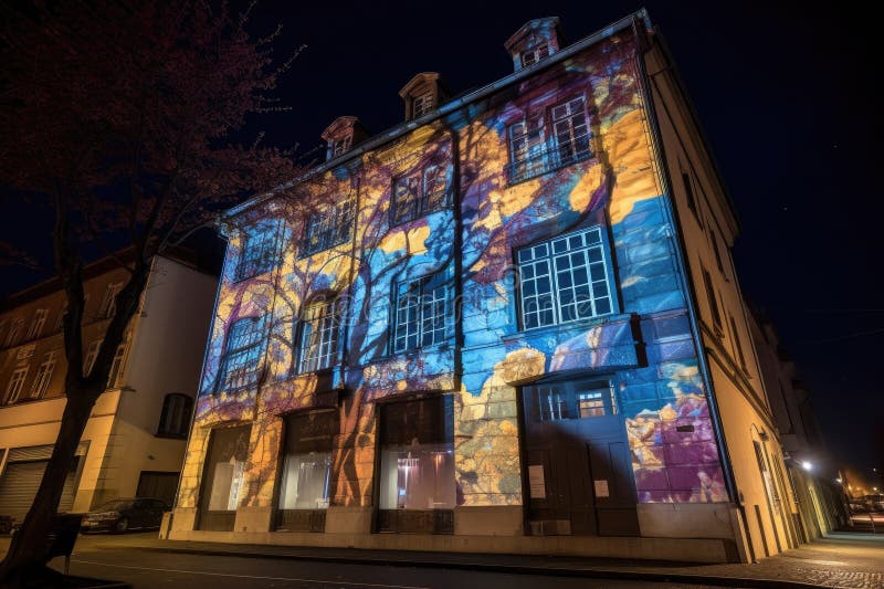 Interactive Digital Projection on a Building Facade Stock Illustration ...