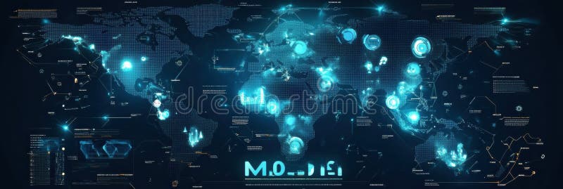Interactive Digital World Map Displaying Data Connections and ...