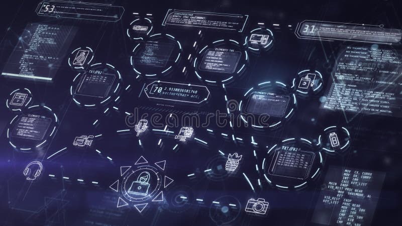 Virtual Reality Data Charts, Infographics with Computer Code. Stock ...