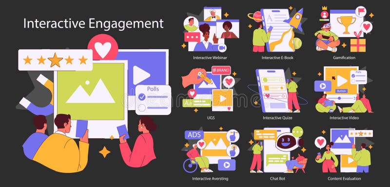 Interactive Engagement. Flat Vector Illustration Stock Illustration ...