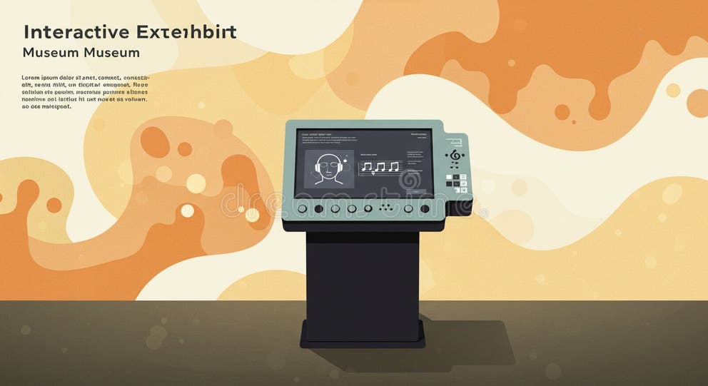 An Interactive Exhibit Kiosk Stands on a Black Pedestal, Featuring a ...