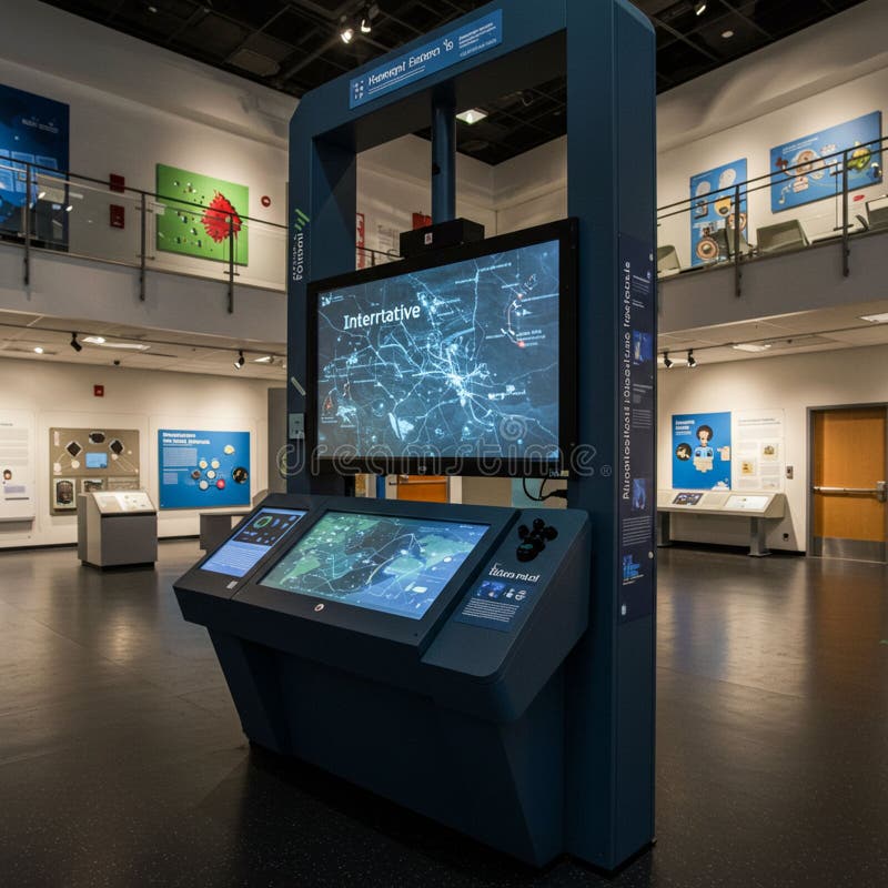 Interactive Exhibit in a Technology or Science Museum Featuring Digital ...