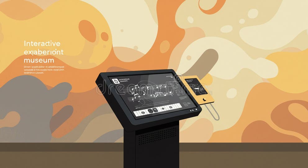 Interactive Exhibit with a Touchscreen at a Museum. the Screen Displays ...