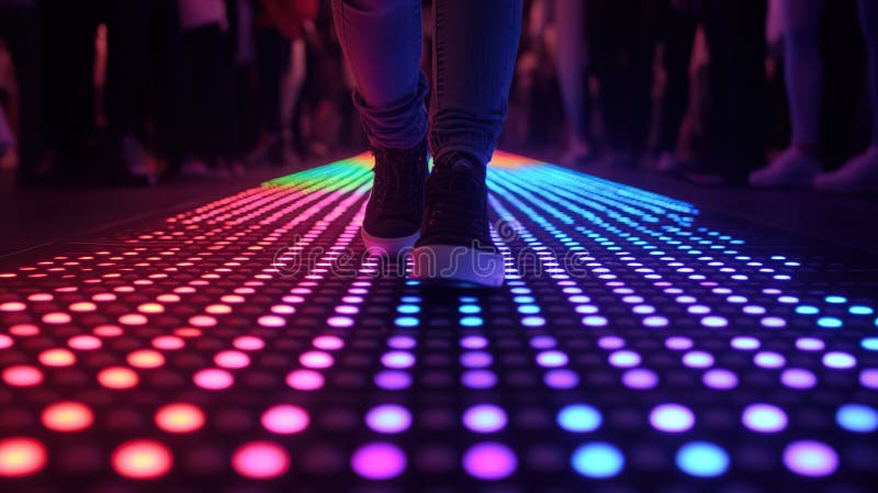 Interactive Floor Lights Illuminating a Pathway Stock Illustration ...