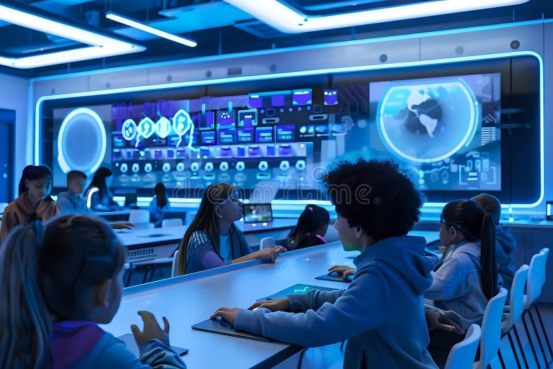 Interactive Futuristic Classroom, Students Engage with Advanced ...
