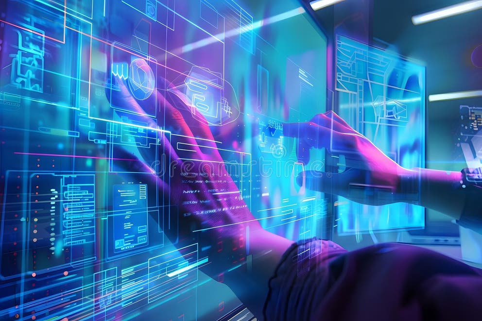 Interactive Futuristic Interface, Navigating Digital Worlds with ...