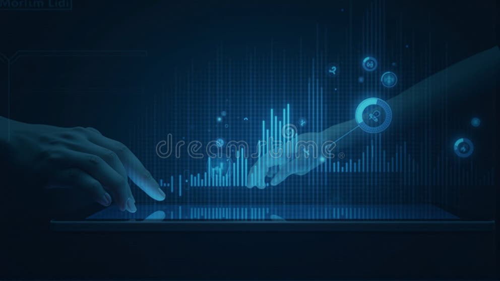 Interactive Futuristic Touch Screen Experience Stock Illustration - Illustration of hightech ...