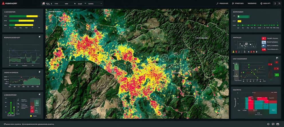 Interactive Geographic Data Visualization Platform with Charts and Map Interface Display Panel ...