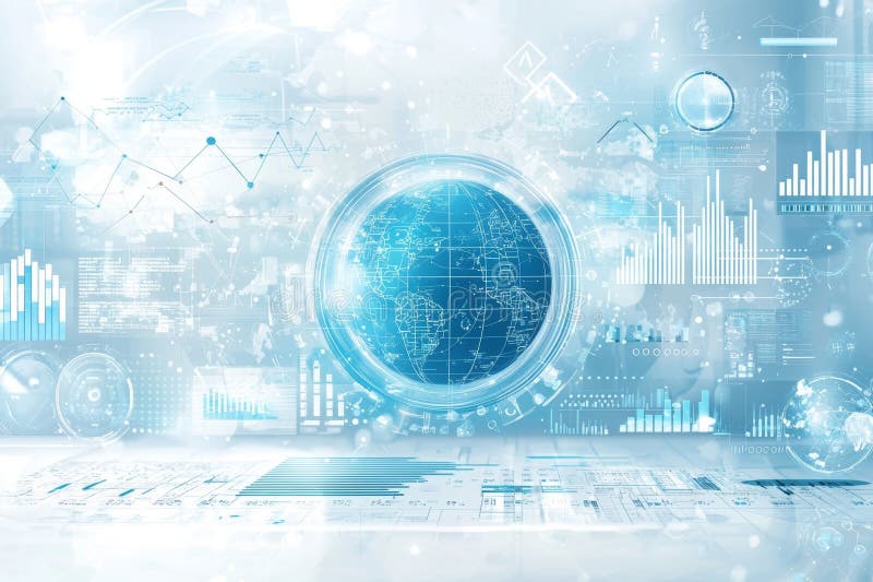 An Interactive Globe with Financial Data and Charts. 3D Rendering Stock ...