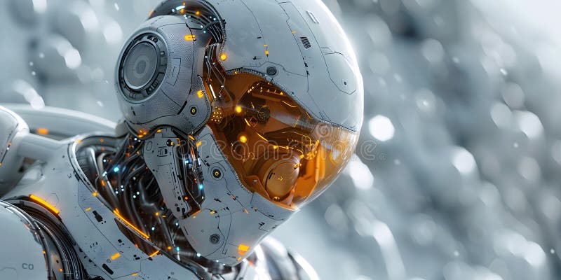 Interactive Grey-White Robot in Advanced Business Technology Stock ...