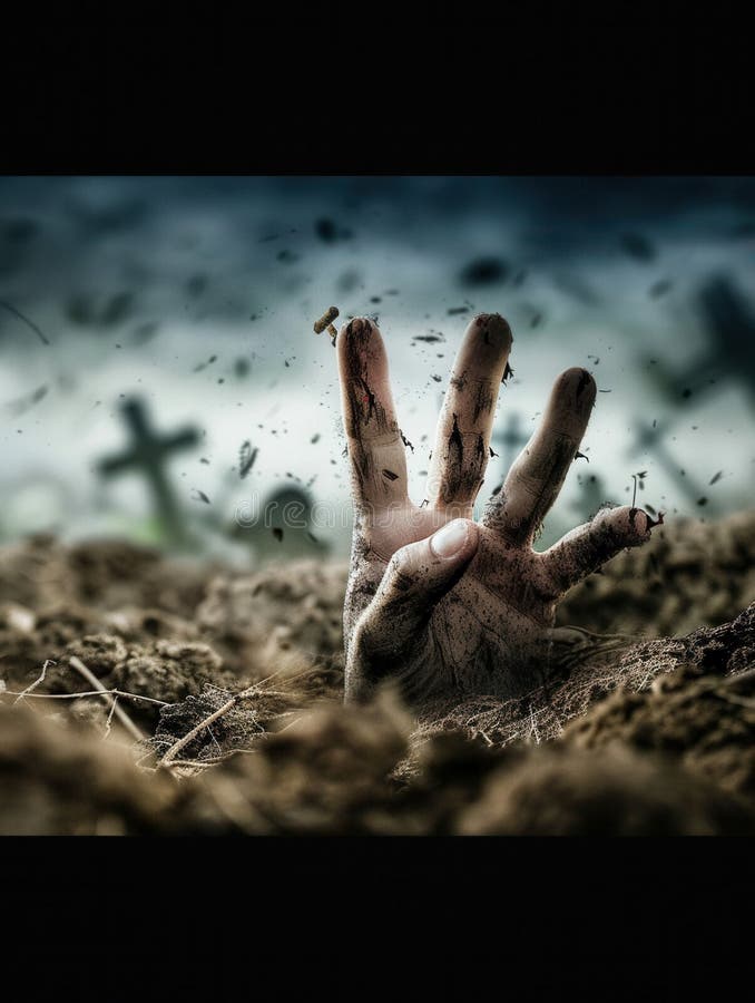Interactive Hand Emerging from Grave - Digital Art and Technolog Stock ...