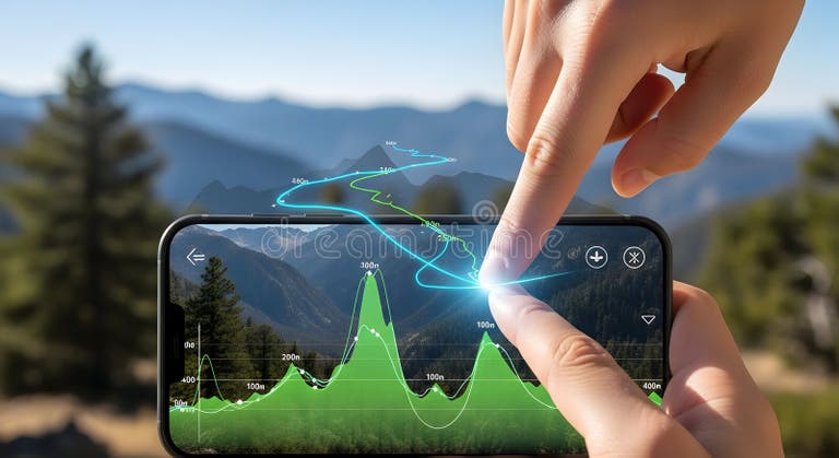 Interactive Hiking App with Elevation Data Stock Illustration ...