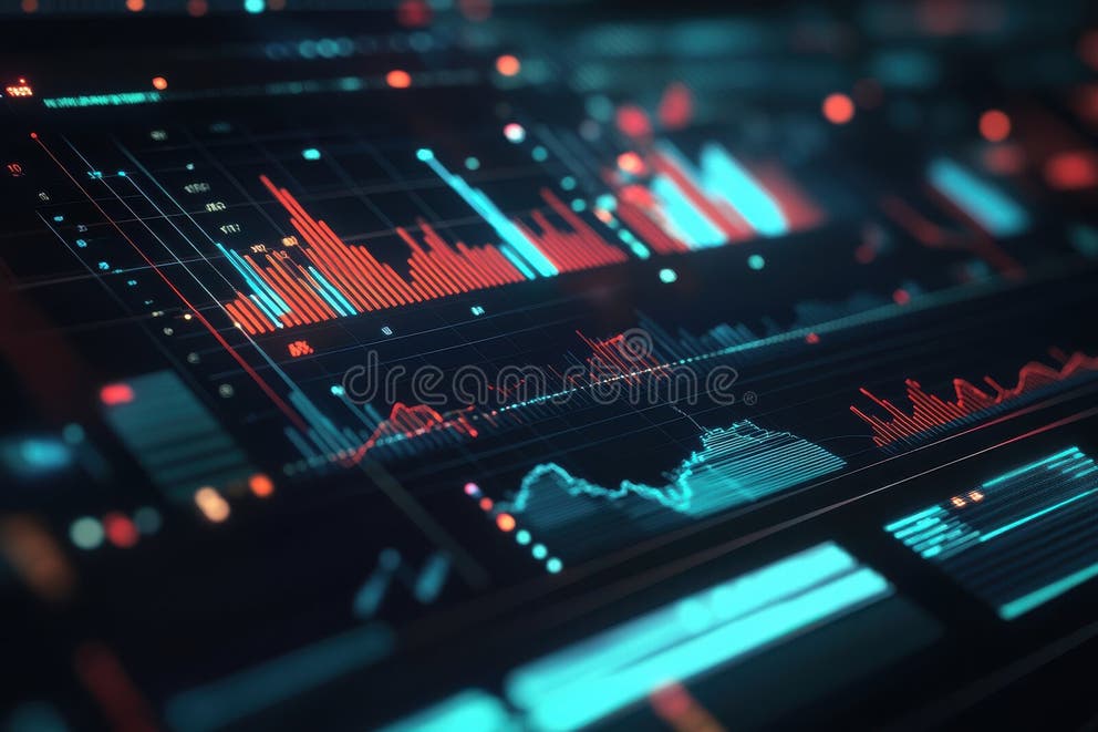 Interactive Holographic Business Data Charts and Graphs on Dark ...