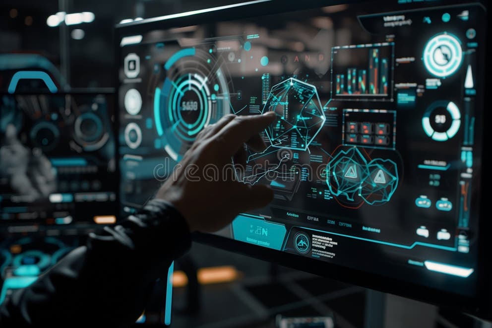 Interactive Holographic Display Interface: a Hand Interacts with ...