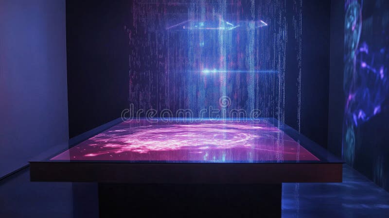 Futuristic Holographic Display Showcasing Data Modern Exhibition Space Stock Photos - Free ...