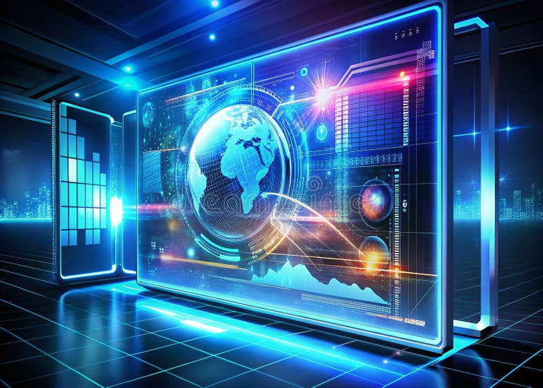 Interactive Holographic Display Visualizing Advanced Technology and Business Solutions in a ...