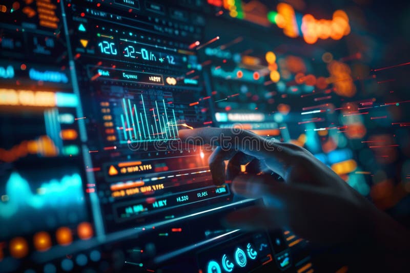 Interactive Holographic Finance Display Dynamic Stats, Futuristic ...