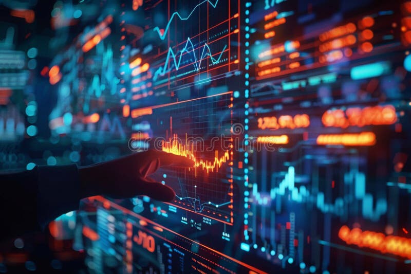 Interactive Holographic Finance Display Dynamic Stats, Futuristic ...