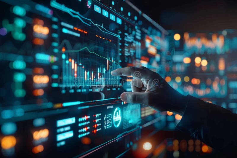 Interactive Holographic Finance Display Dynamic Stats, Futuristic ...