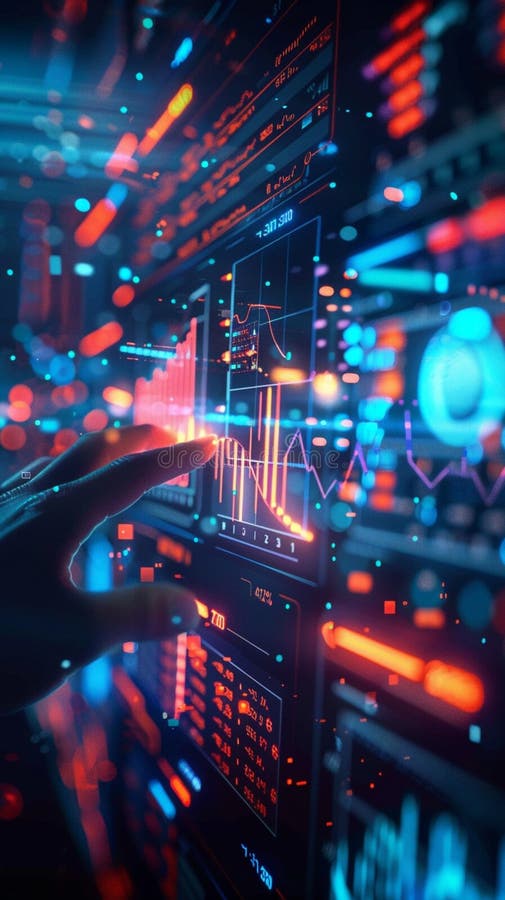 Interactive Holographic Finance Display Dynamic Stats, Futuristic ...