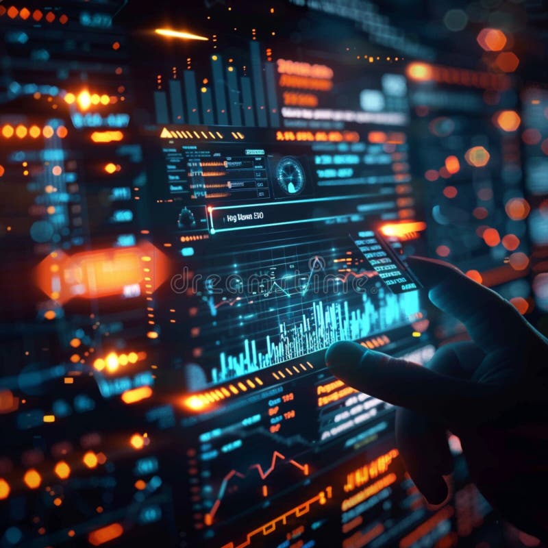 Interactive Holographic Finance Display Dynamic Stats, Futuristic ...