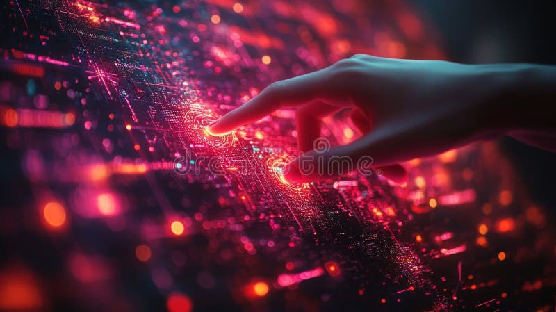 Interactive Holographic Interface Showcasing a Vibrant Digital Network ...