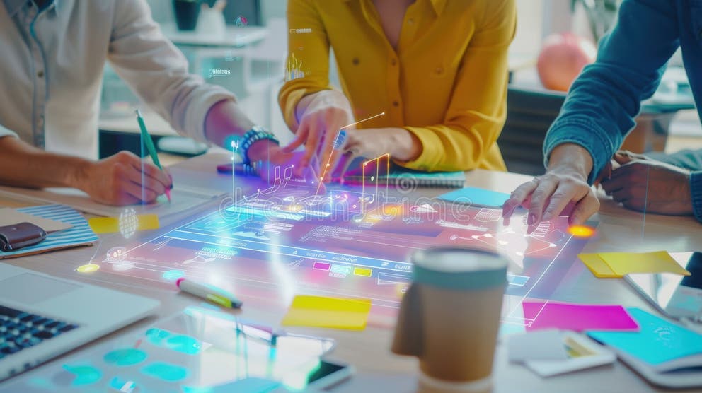 The Interactive Holographic Meeting.AI Generated Image Stock Photo ...