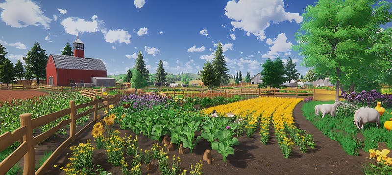 Interactive Holographic Virtual Farm with Animals and Crops Stock ... Interactive Holographic Virtual Farm with Animals and Crops Stock ...