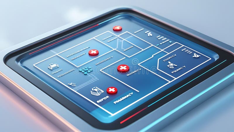 Interactive Hospital Map Display Stock Illustration - Illustration of ...