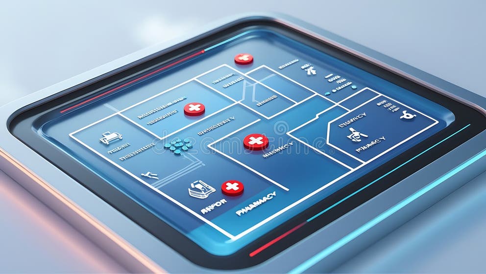 Interactive Hospital Map Display Stock Illustration - Illustration of ...