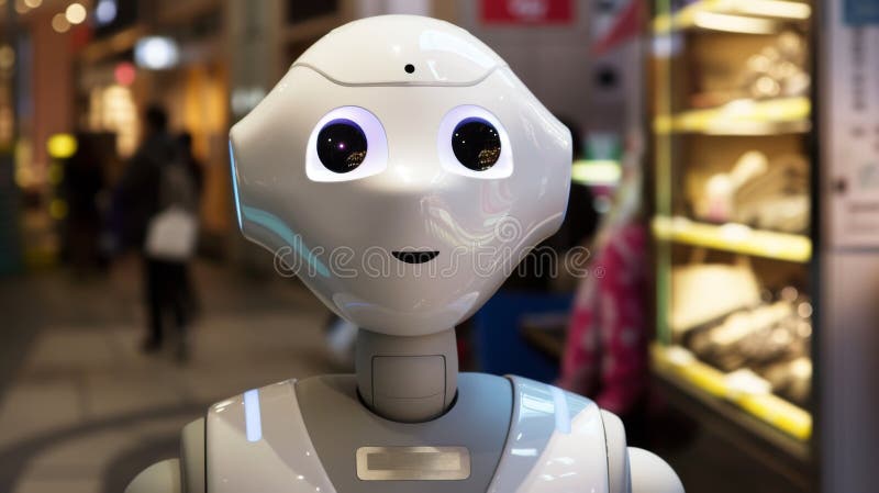 Interactive Humanoid Robot in Public Setting Stock Image - Image of ...