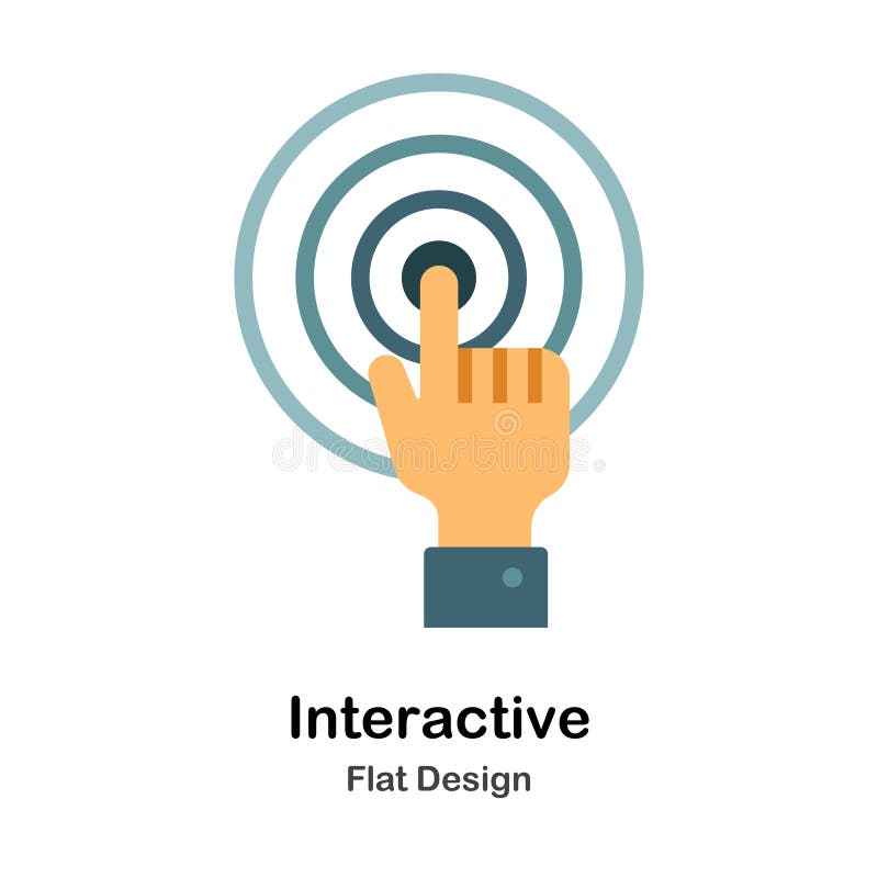 Interactive Flat Icon stock vector. Illustration of hand - 123756544