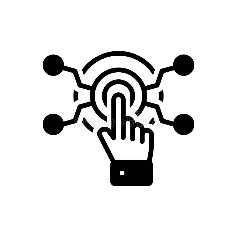 Black Solid Icon for Interactive, Influencing and Finger Stock Vector ...