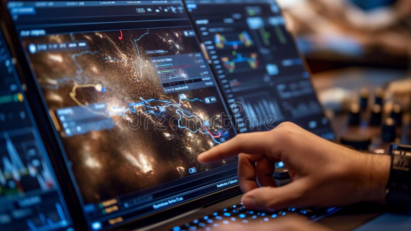 Interactive Interface Displaying Complex Data on Touchscreen Device Stock Illustration ...